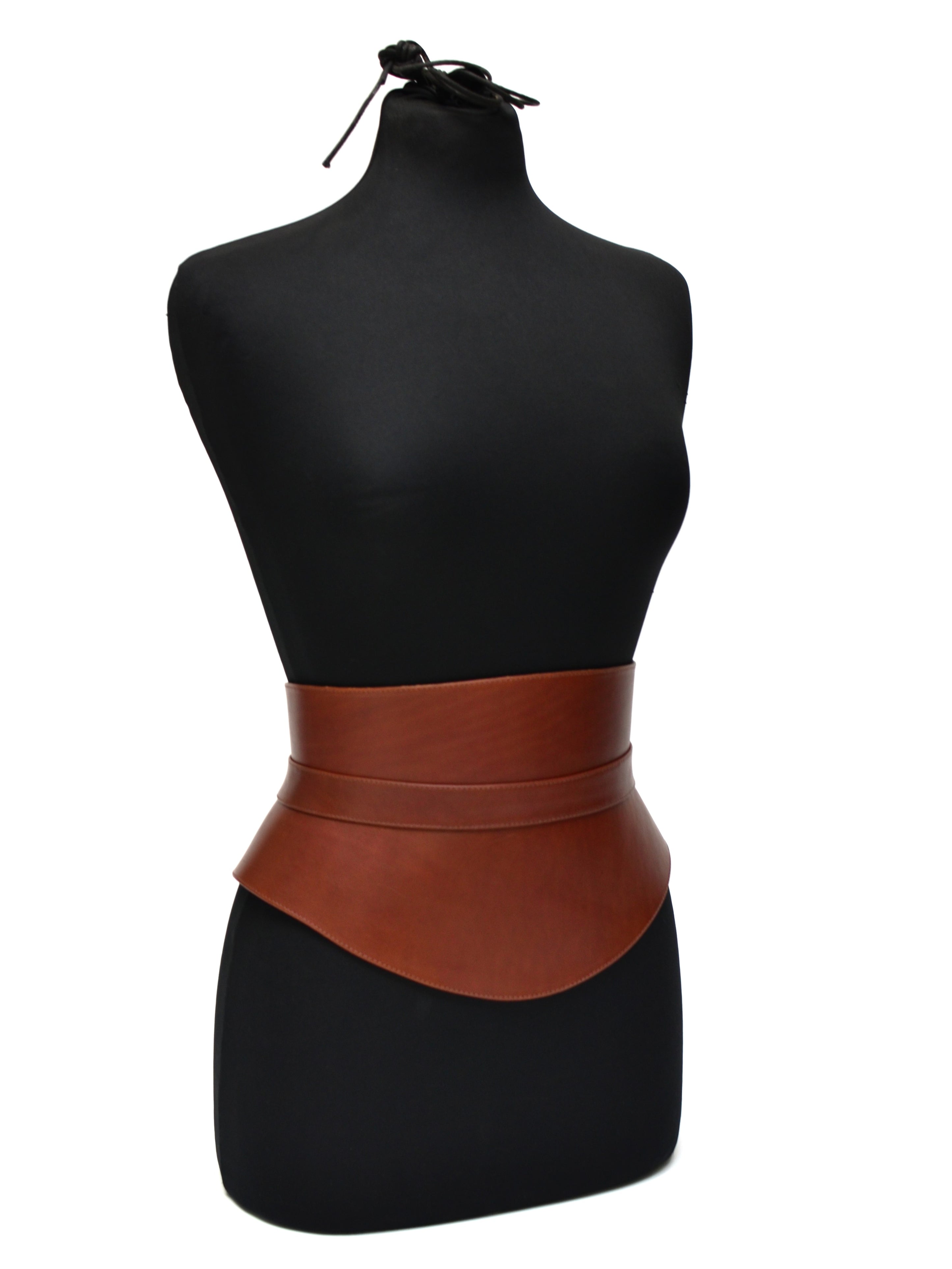 Chestnut Hourglass Leather Corset Belt — LA.FORMA.ES